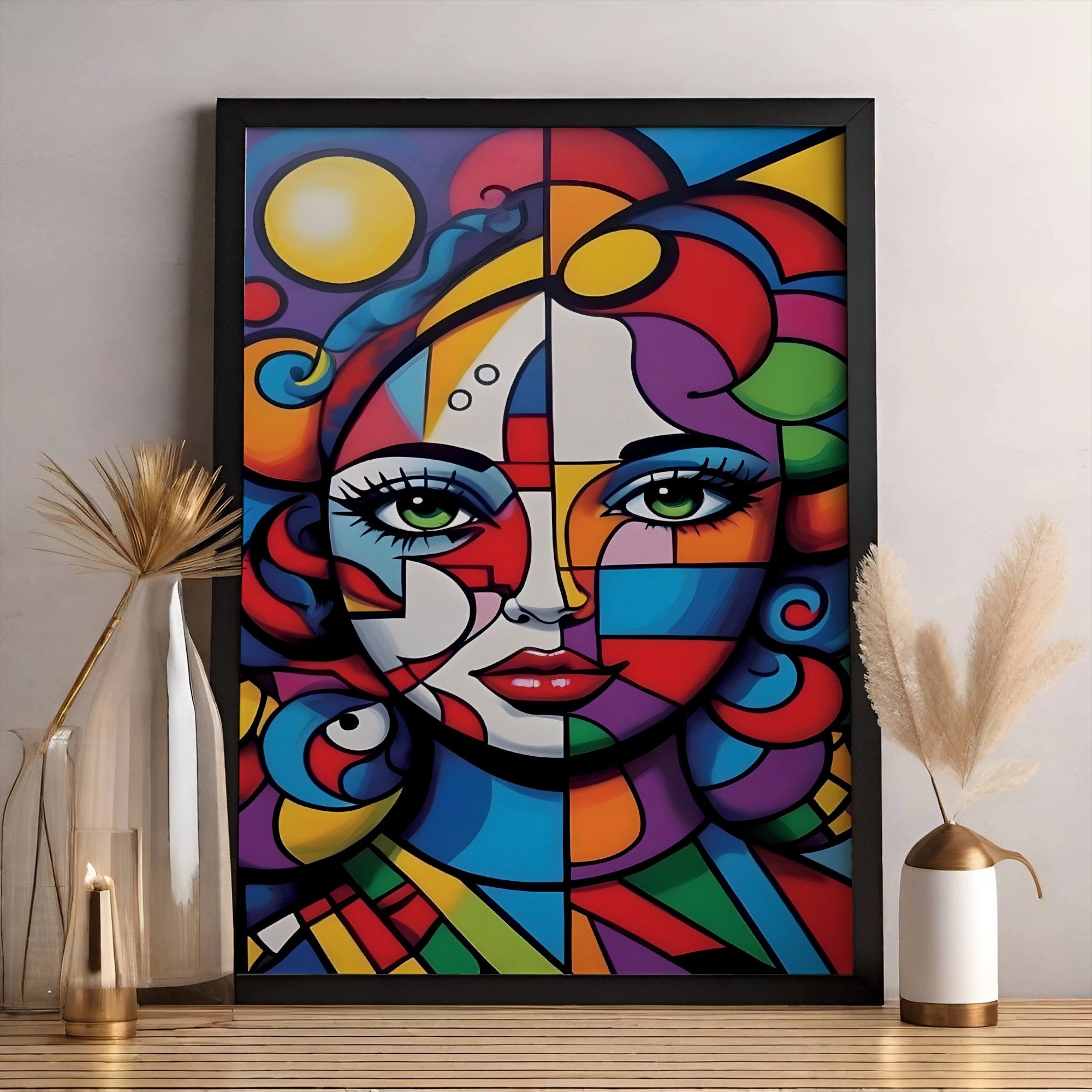 Joyfull Cubism Style Wall Art, Modern Abstract Art, Luxury Painting ...