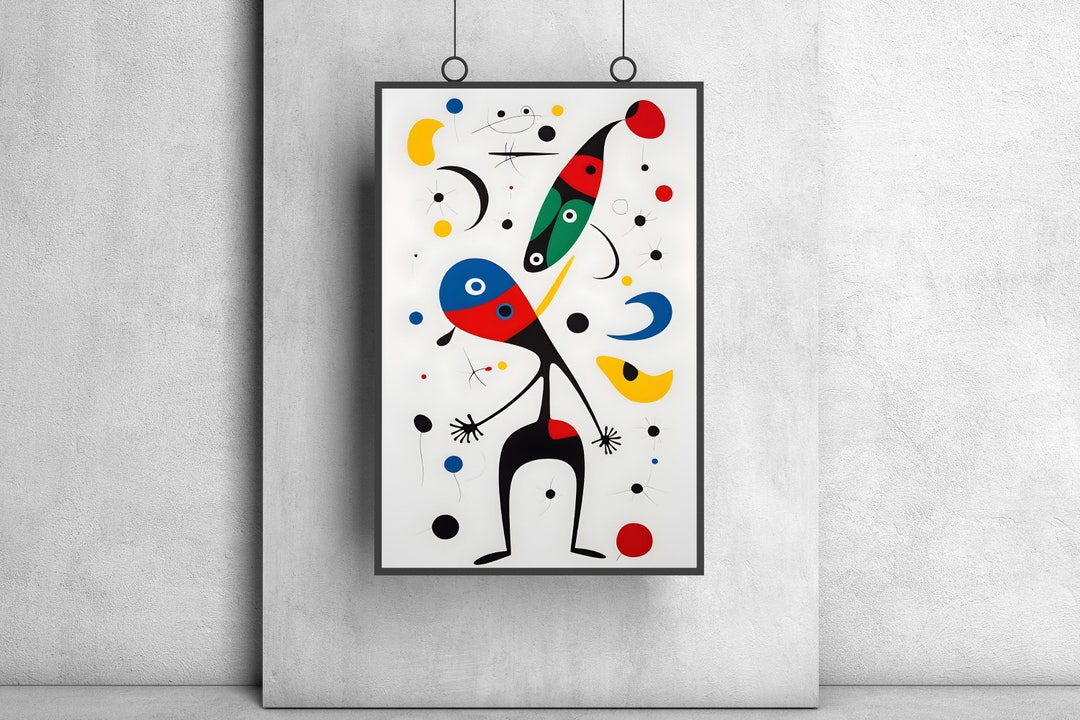 Joan Miró Style Wall Art, Abstract and Modern Chic Art, Colorful Art ...