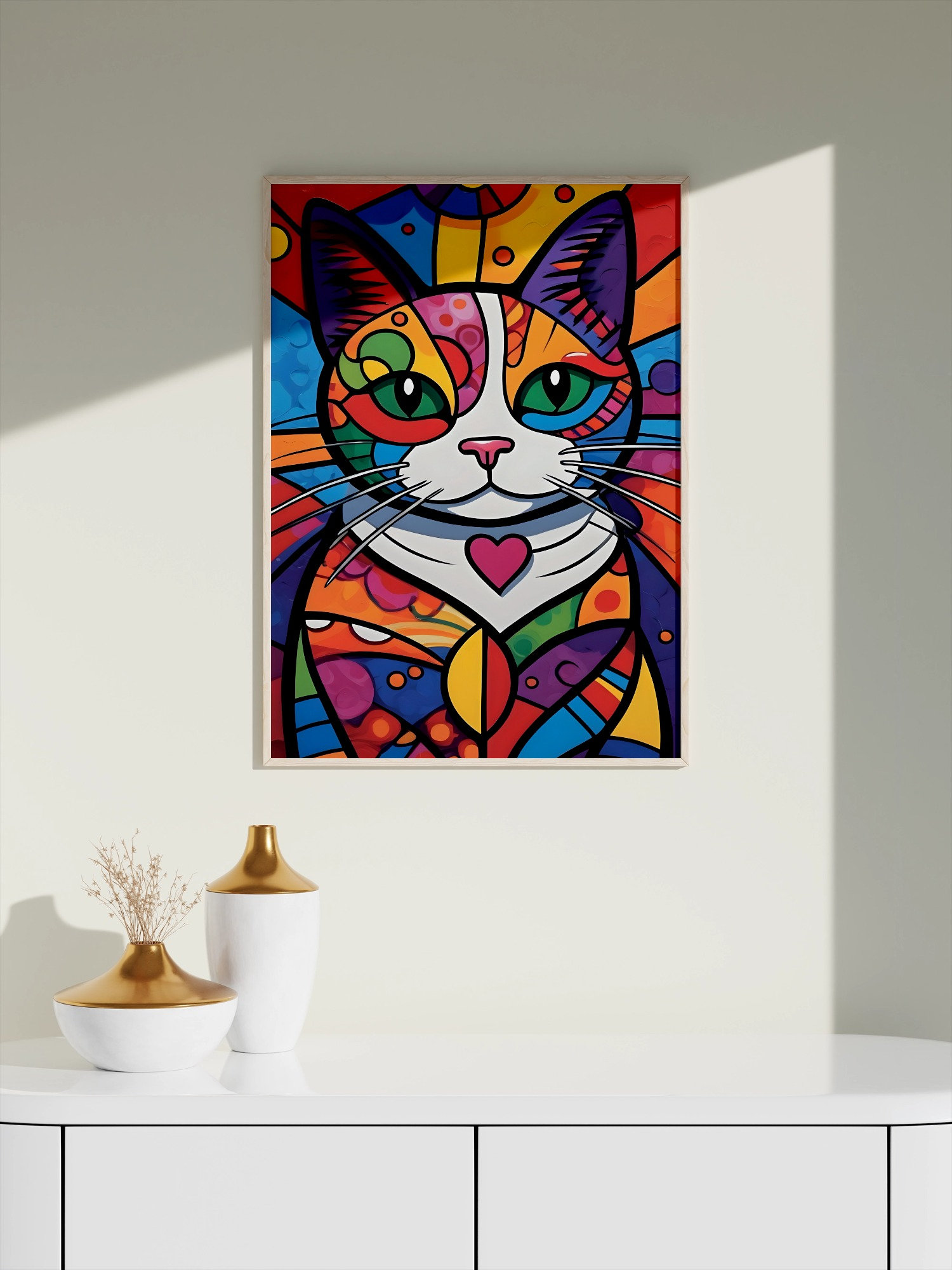 Joyfull Cubism Style Wall Art, Cat Cubism, Animal Cubisms, Modern ...