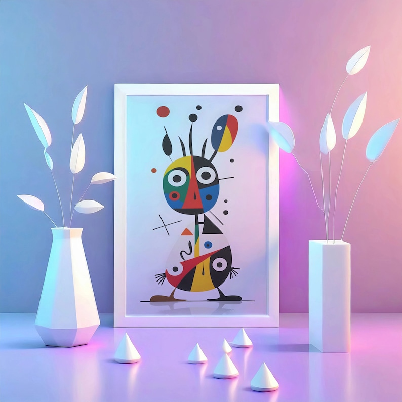 Joan Miró Style Wall Art, Abstract and Modern Chic Art, Colorful Art ...
