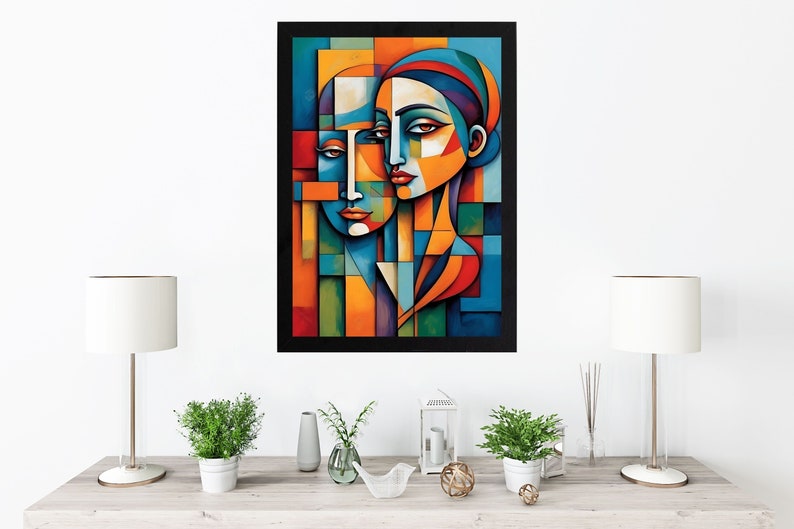 Cubism Style Wall Art, Modern Abstract Art, Luxury Painting, Colorful ...