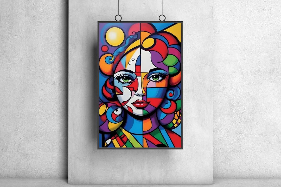 Joyfull Cubism Style Wall Art, Modern Abstract Art, Luxury Painting ...