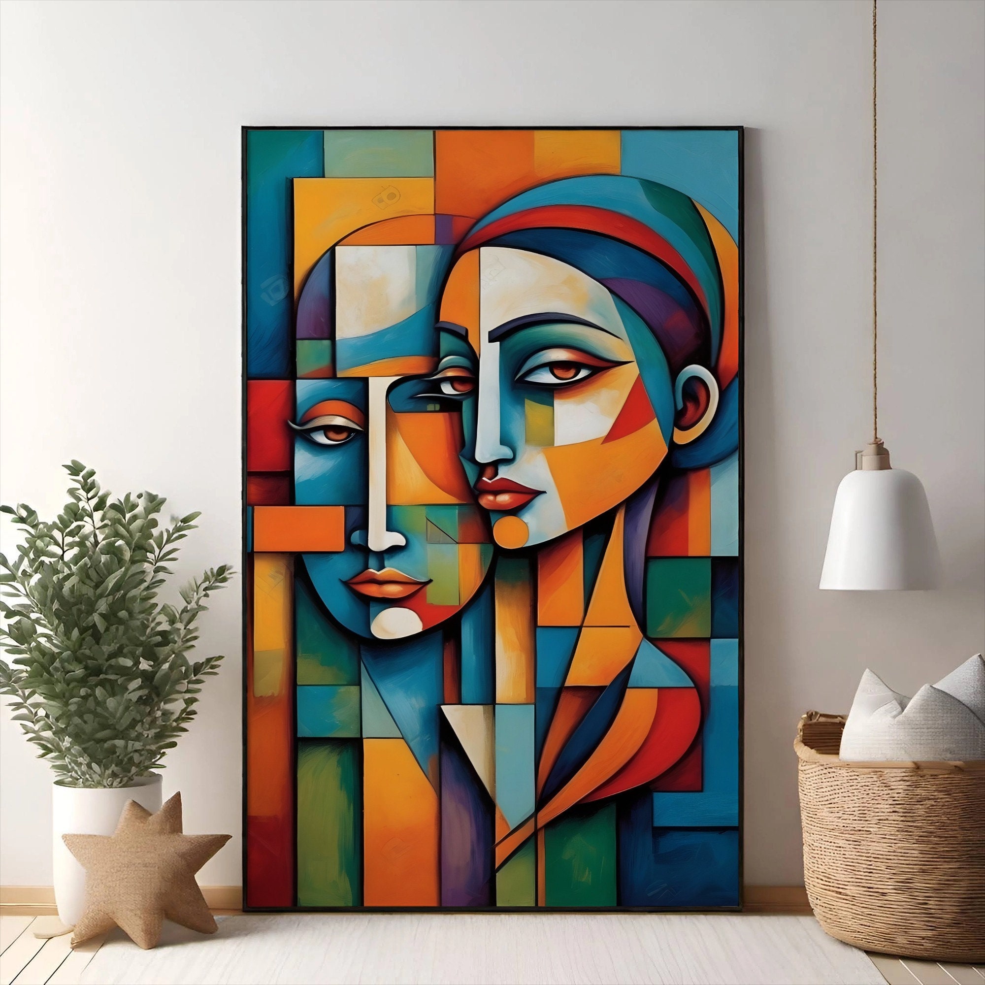 Cubism Style Wall Art, Modern Abstract Art, Luxury Painting, Colorful ...