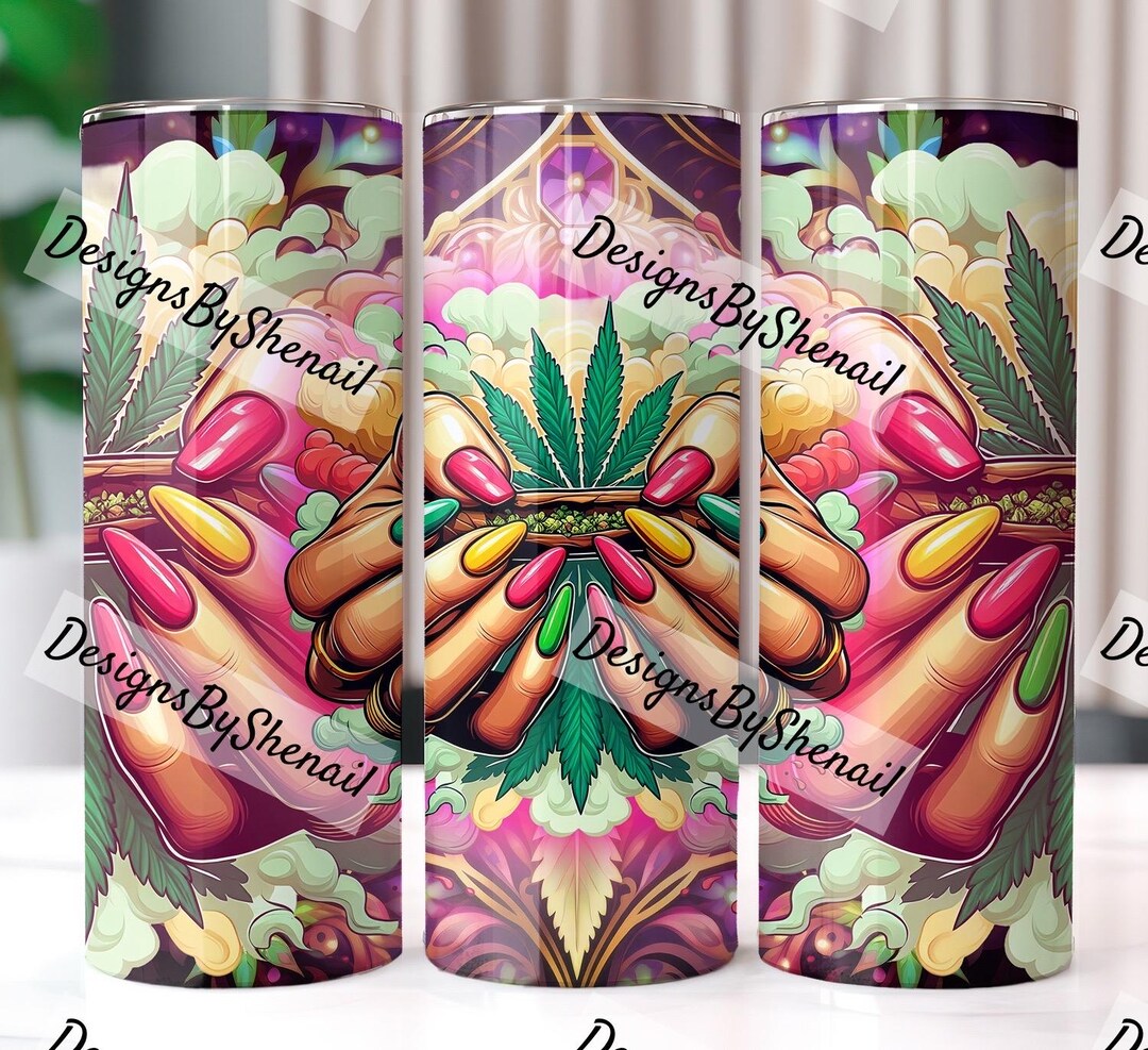 Stoned and Boujee Cannabis Art Print With Colorful Nails Weed Leaf ...