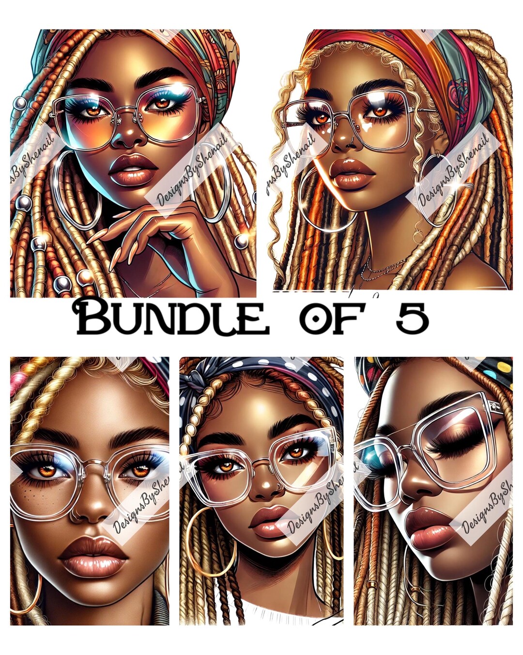 Afro Woman Art Print - Multi-colored Locs, Bold Black Beauty ...