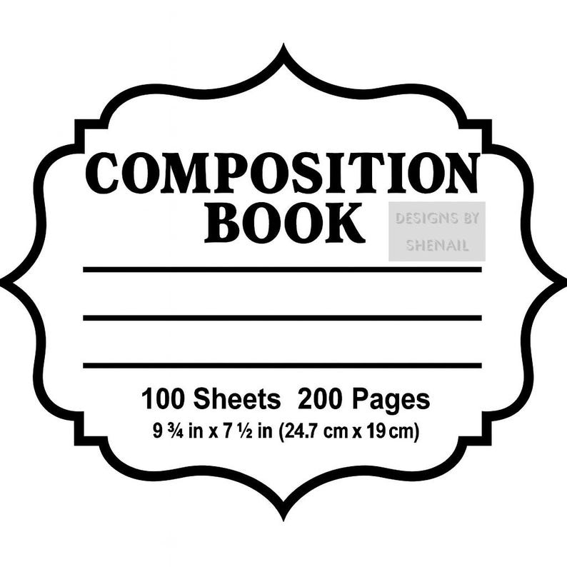 Composition Notebook Label | DXF SVG PNG | School Label for Back to ...