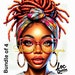 Loc Queen Afro Woman Art Print - Bold Dreadlock Art, Colorful Headwrap ...