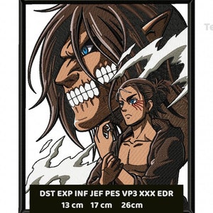 Attack on Titan Eren Embroidery Design - Etsy