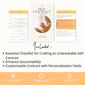 Personalized Self-contract Worksheet Essential Checklist, Accountability Boost, Customizable ...
