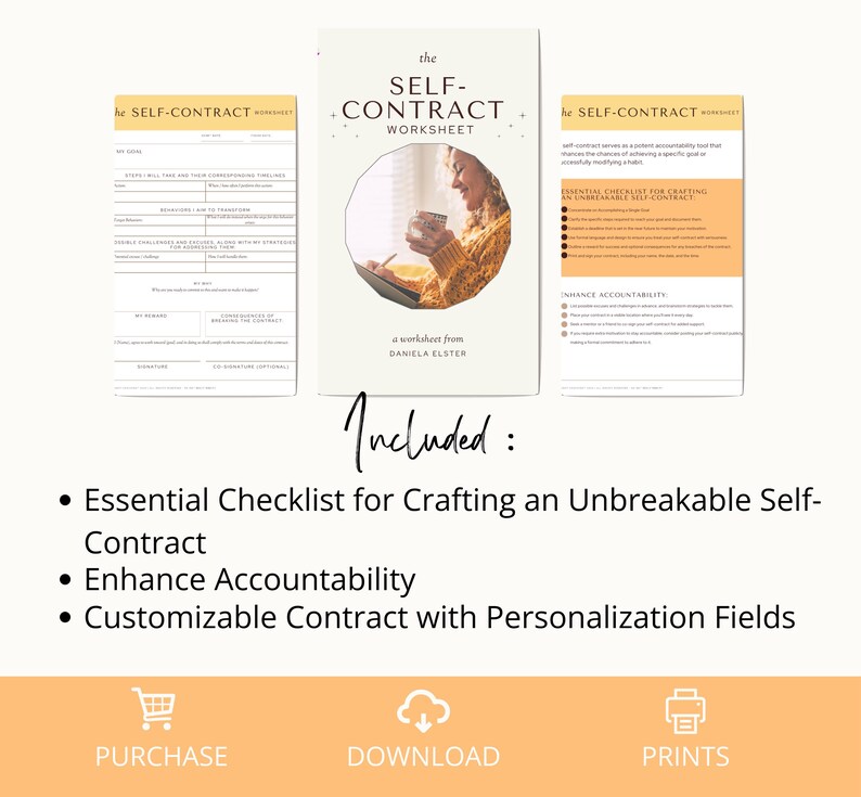 Personalized Self-contract Worksheet Essential Checklist ...