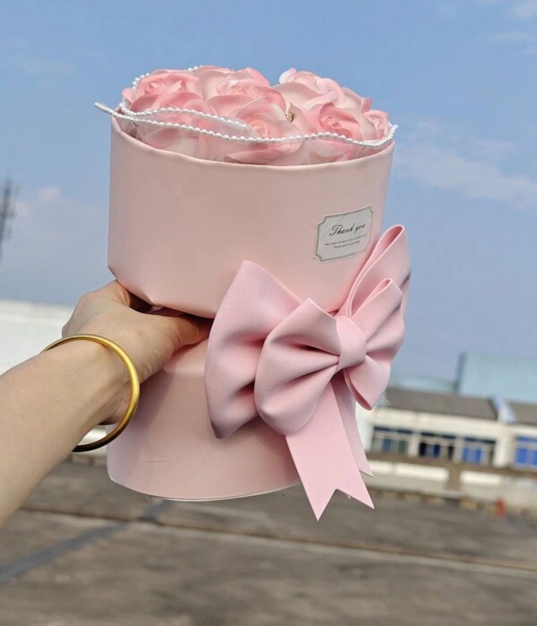 Artificial Rose Flower Bouquet, Valentine's Day Gift, Pink Rouse ...