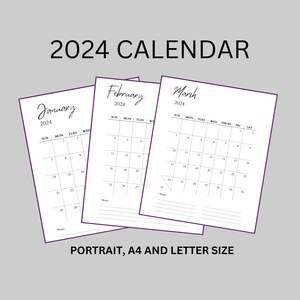 2024 Calendar Printable PDF - Etsy