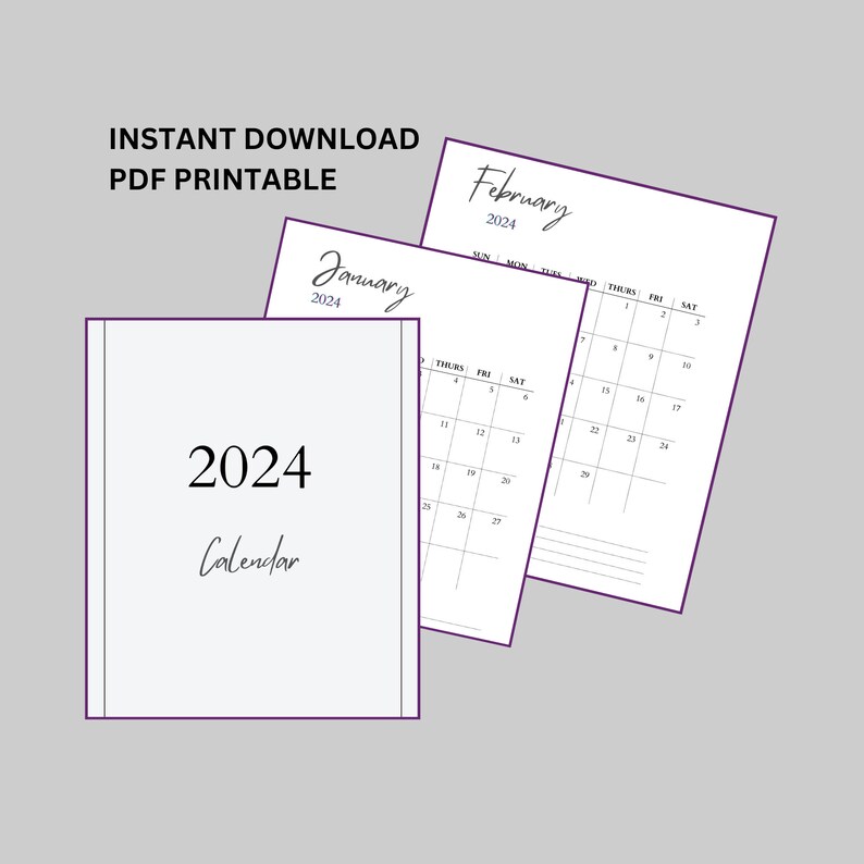 2024 Calendar Printable PDF - Etsy