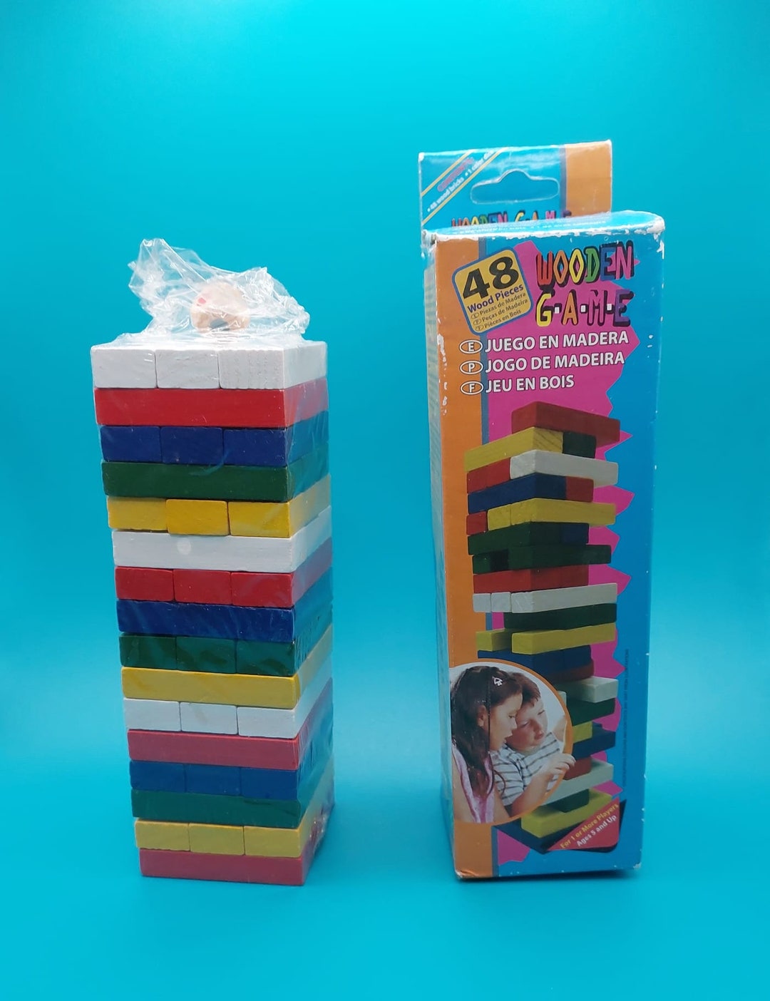 Colored Jenga Game, Colorful Stackable Tower, Wooden Jenga, Game for ...