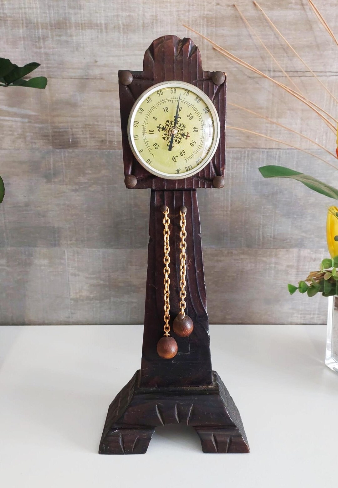 French Wooden Thermometer. Vintage Thermometer. Rustic Thermometer ...