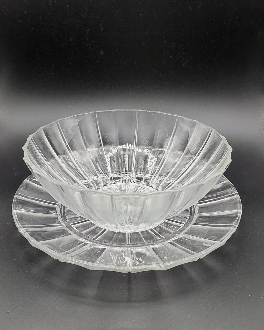 Set of Antique Glass Dessert Plate and Bowl, KIG Glass From Malaysia ...