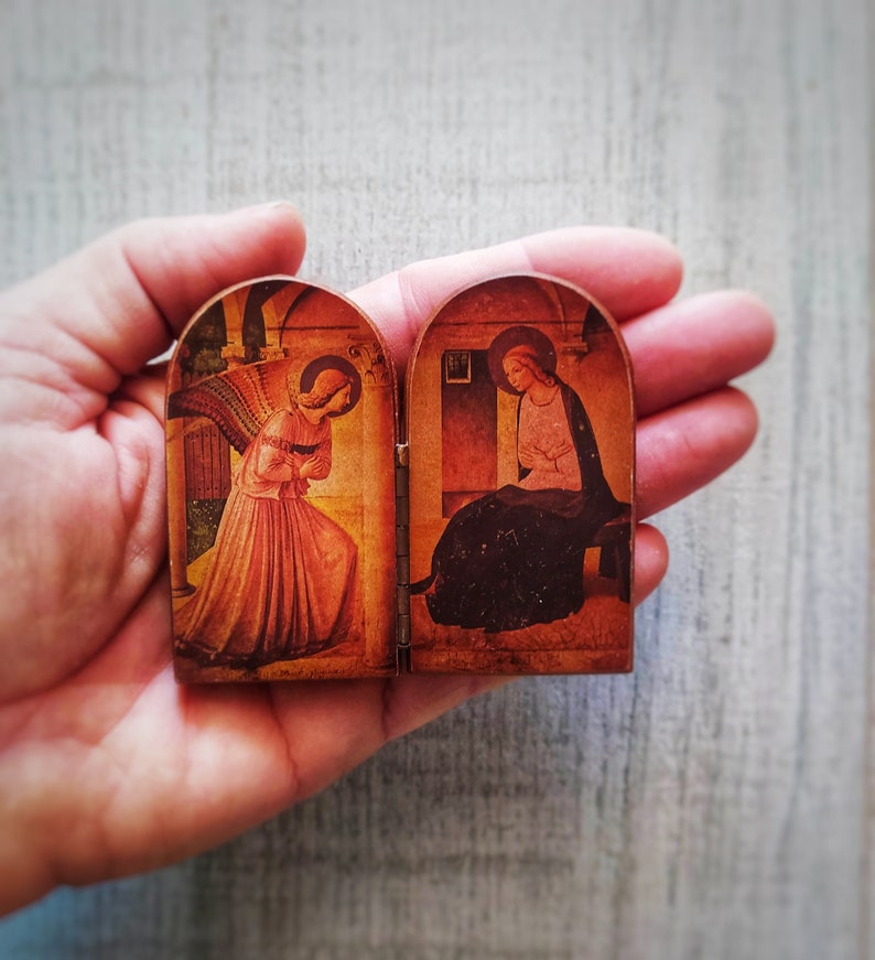 Catholic Religious Tablet. Religious Diptych. Wooden Altarpiece ...