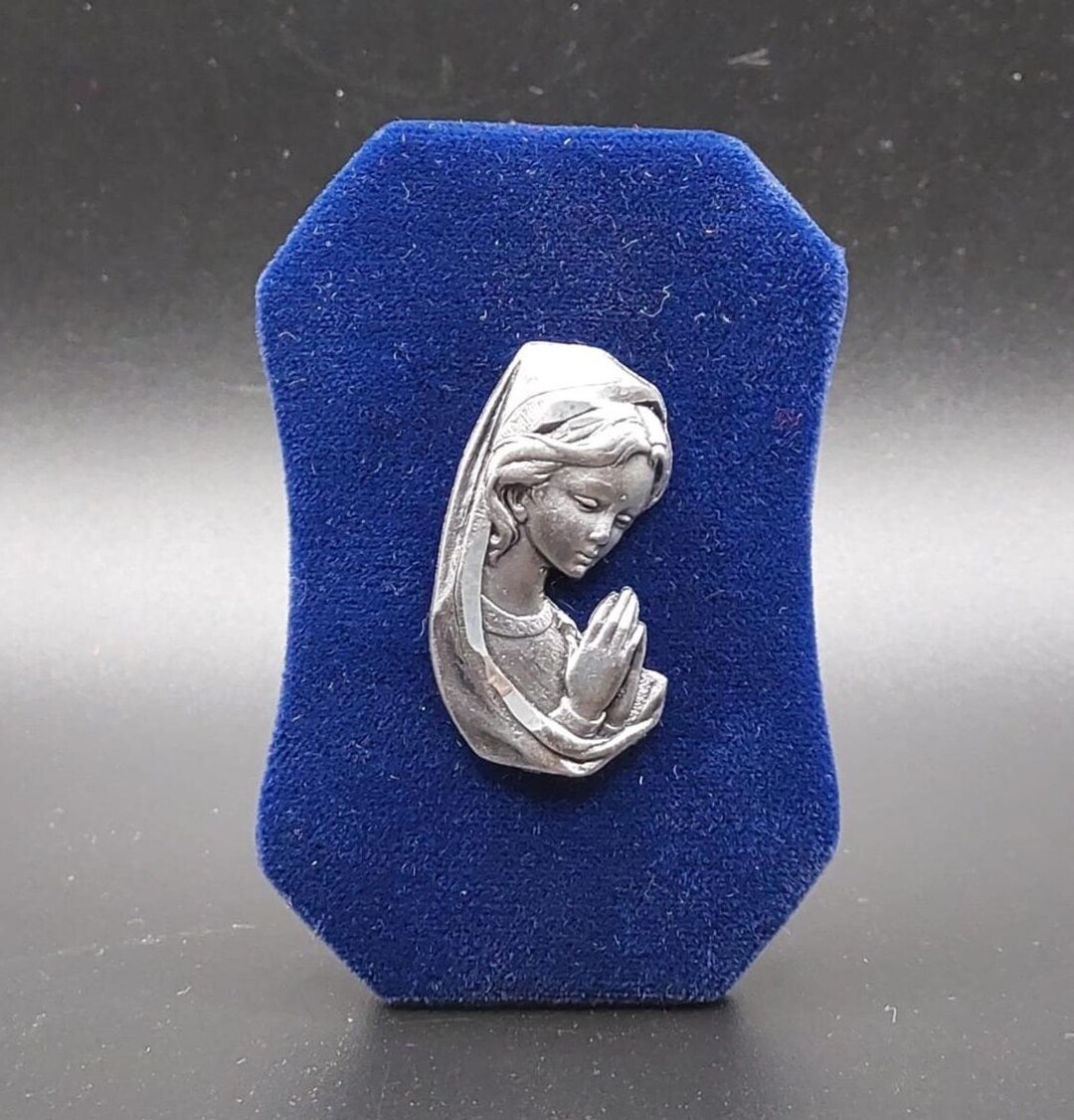 Praying Virgin Icon, Antique Religious Icon, Incised Pewter Figure With ...