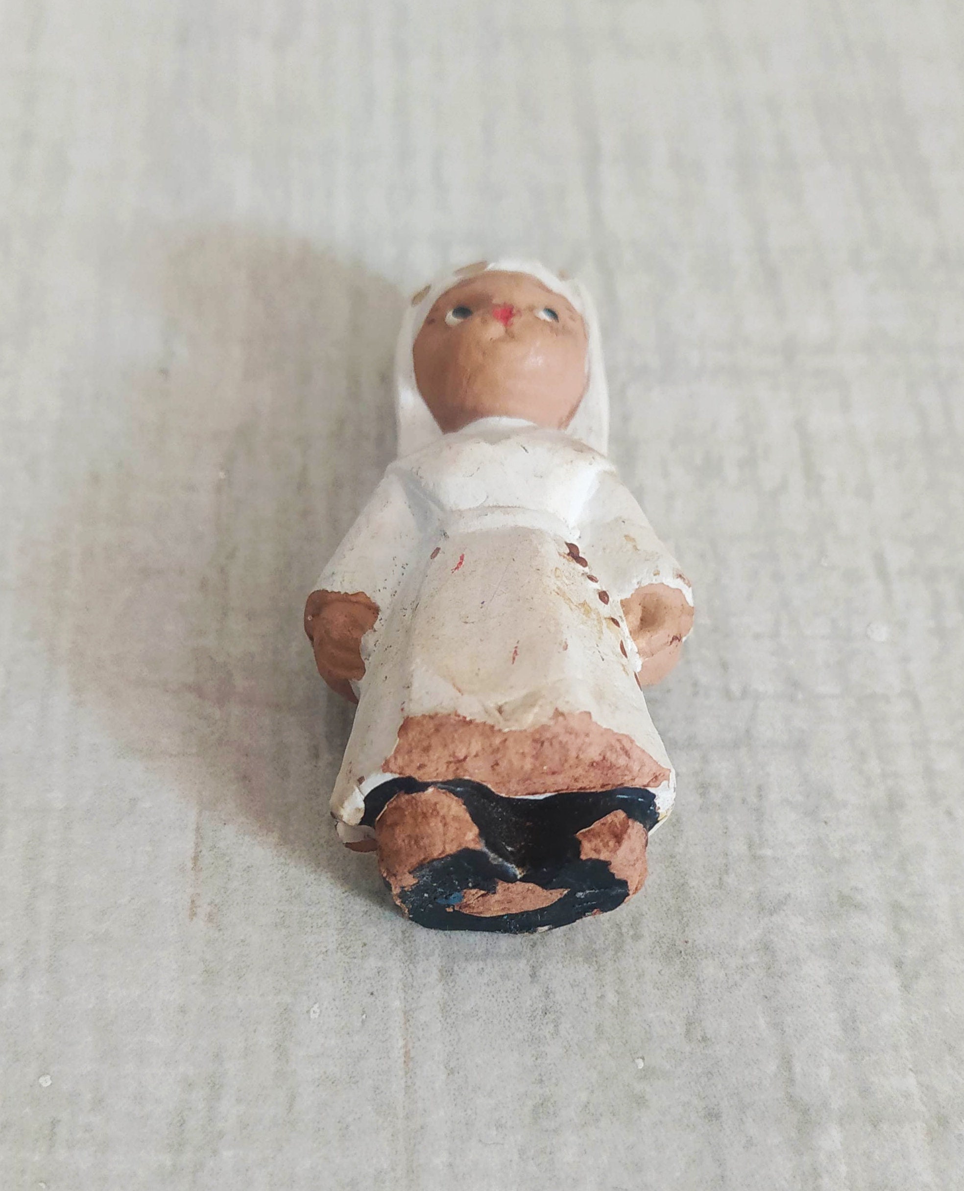 Miniature Clay Figures. Altar Boy. Nun. Ancient Ceramic Figures ...
