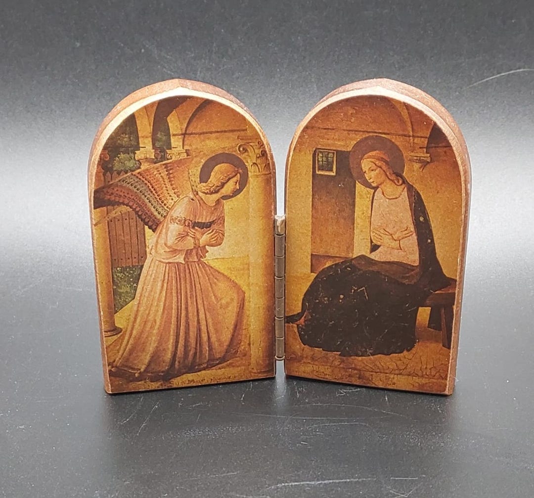 Catholic Religious Tablet. Religious Diptych. Wooden Altarpiece ...