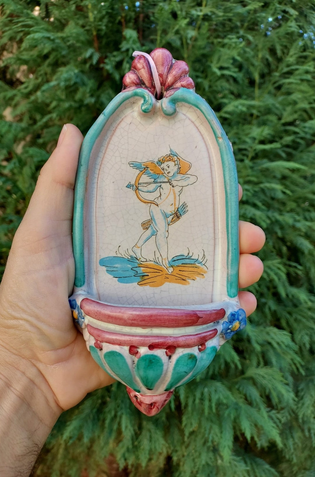 Ceramic Blessing Pot. Religious Water Fountain. Ancient Religious Cupid ...