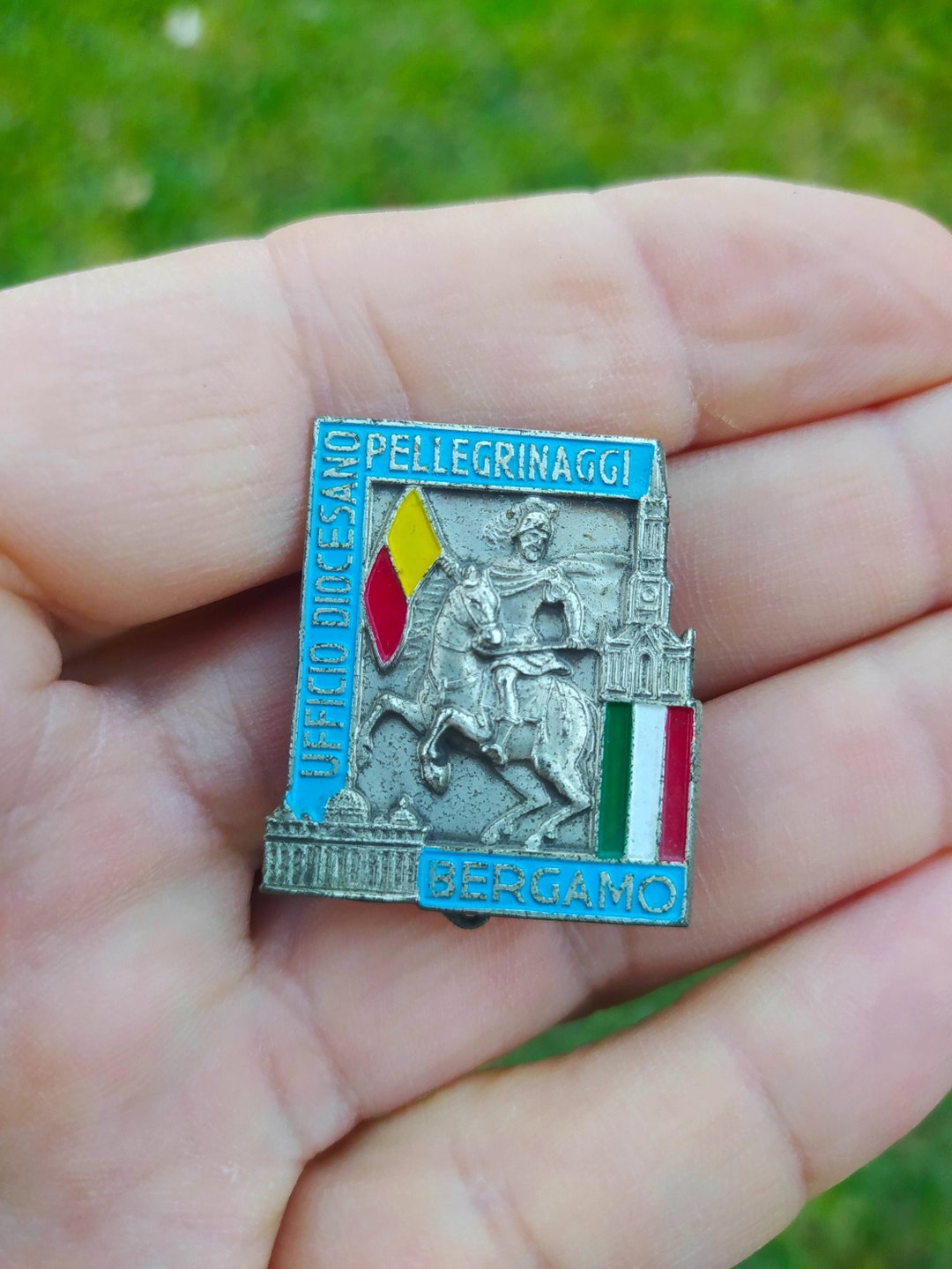 Old Italian Catholic Religious Brooch. Enameled Medal. Virgin of ...