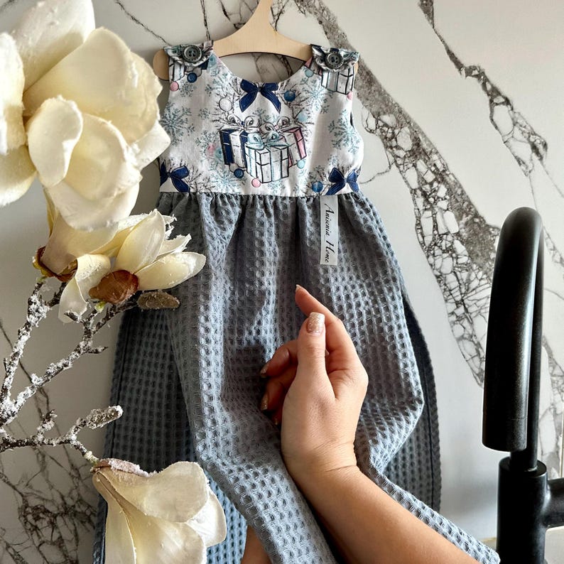 Waffle Cotton Double-sided Hanging Dish Towel - Christmas Oven Door Tea ...