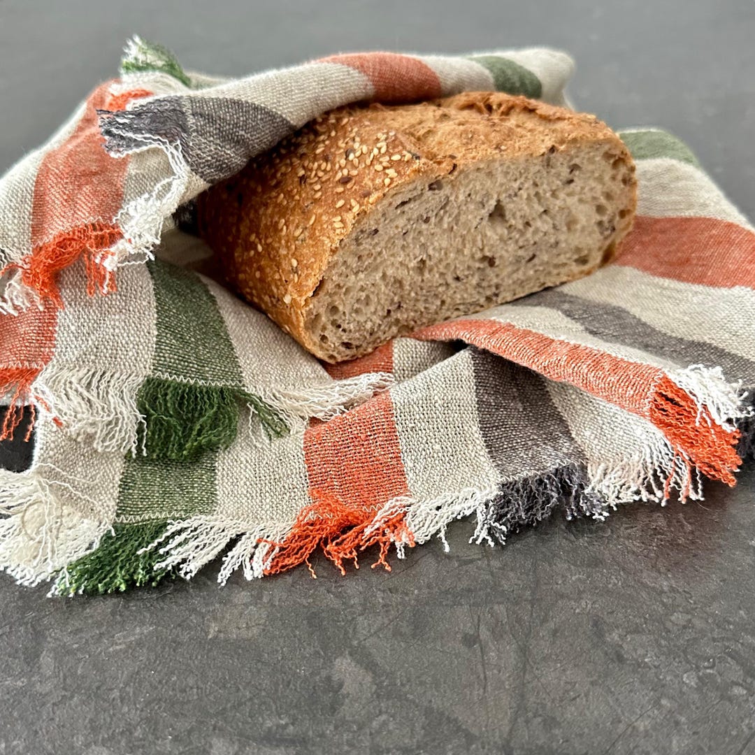 French Country Kitchen Tea Towel - 100% Natural Thick Linen Hand Towel ...