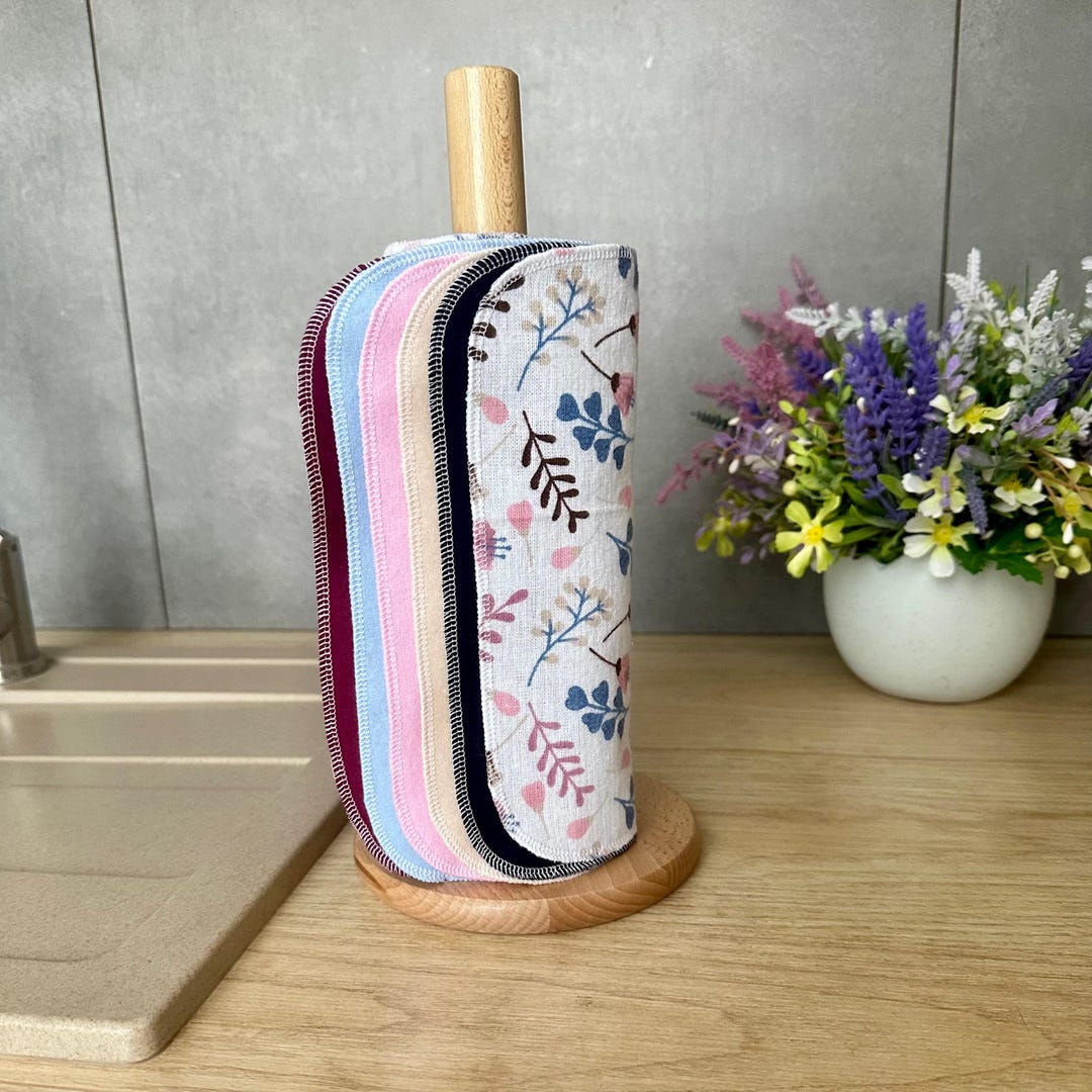 Cotton Flannel Paperless Kitchen Towels - Reusable Unpaper Towel Roll ...