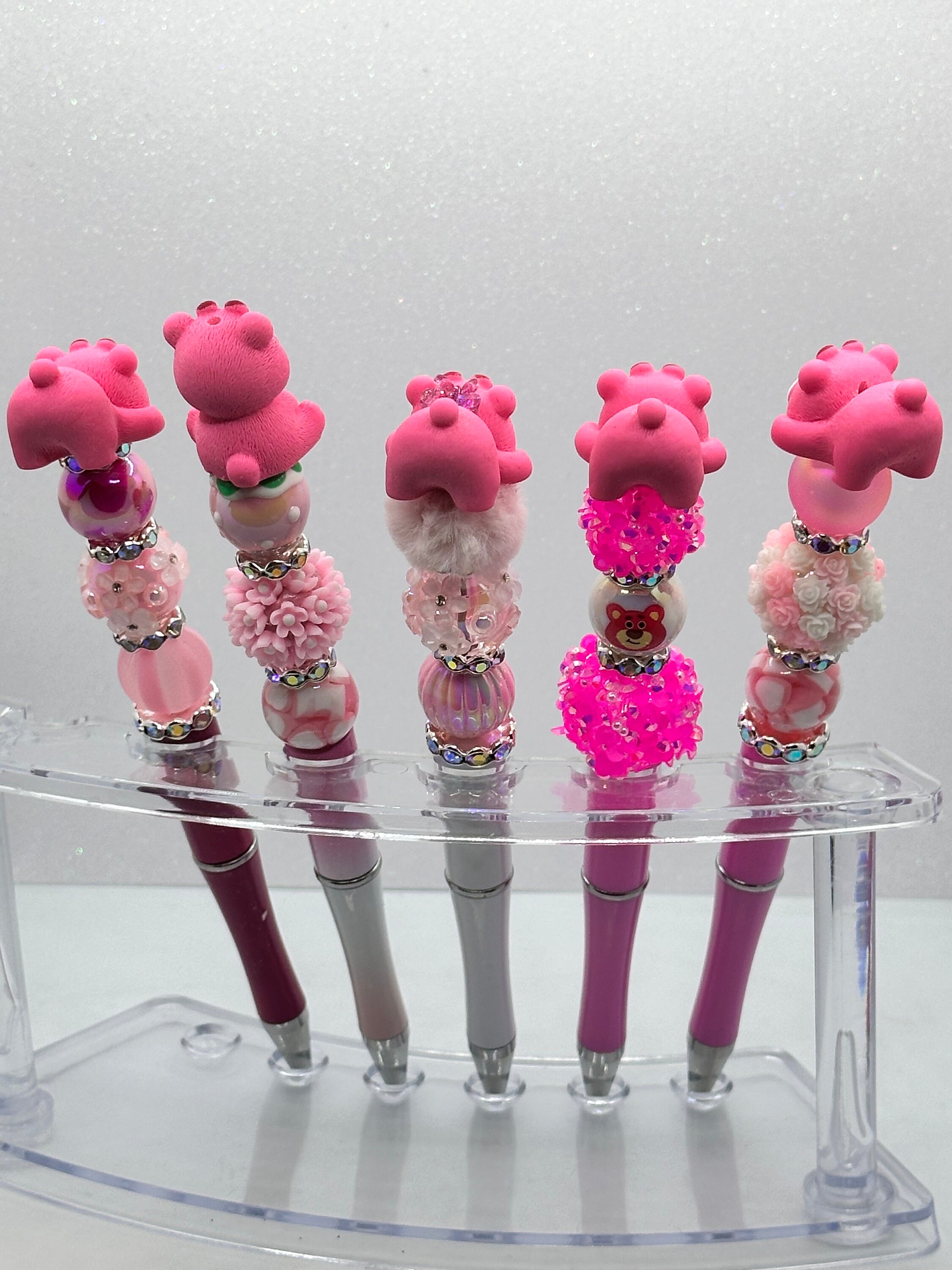Lotso Bear Beaded Pen: Handmade Character Pen With Rhinestones - Etsy