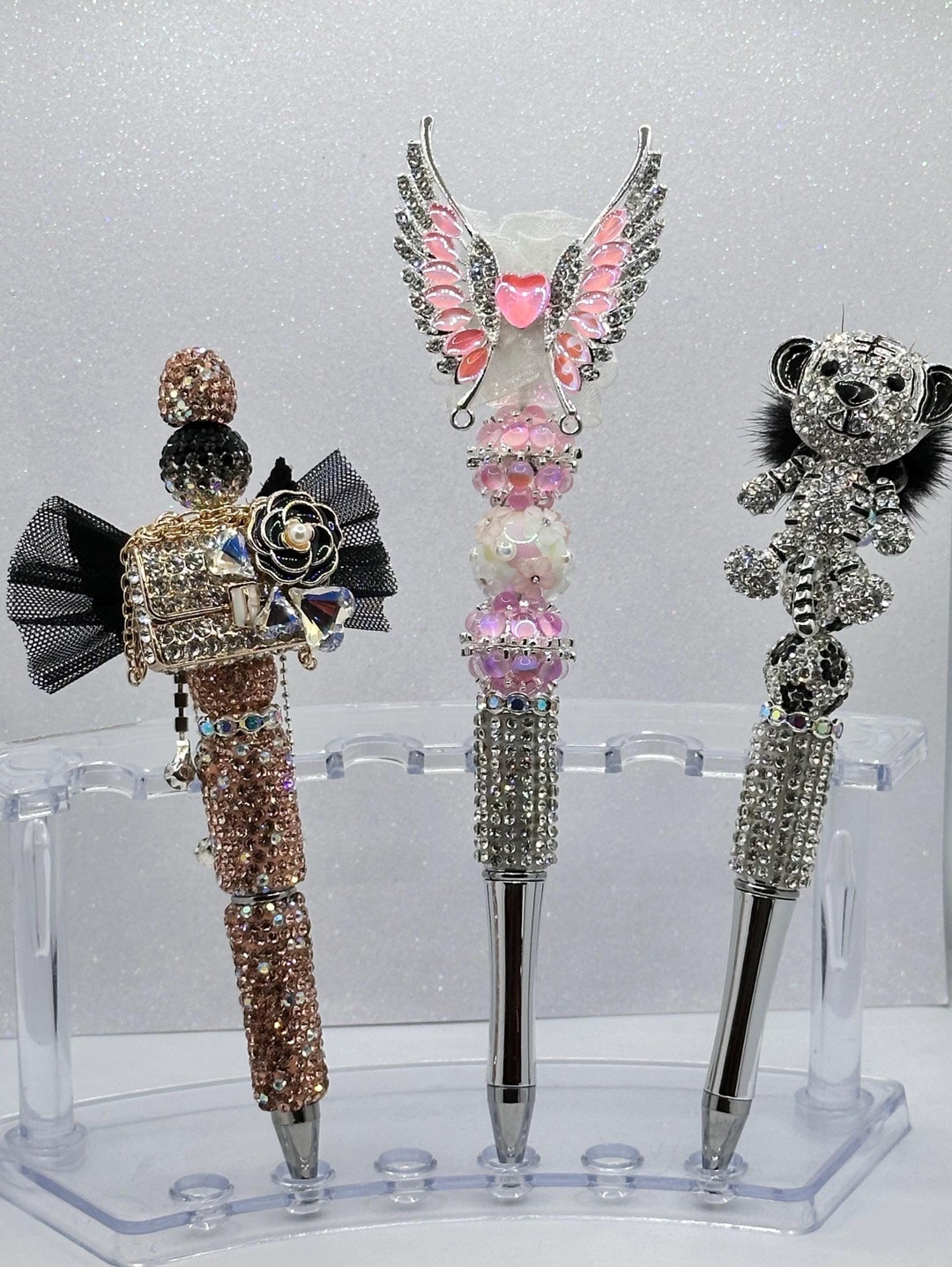 Handmade Beaded Pen: Rhinestone Purse, Butterfly, Bear Designs - Etsy