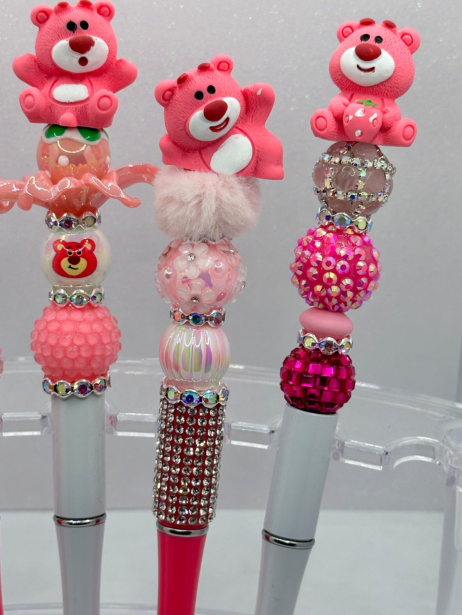 Lotso Bear Beaded Pen: Handmade Character Pen With Rhinestones - Etsy