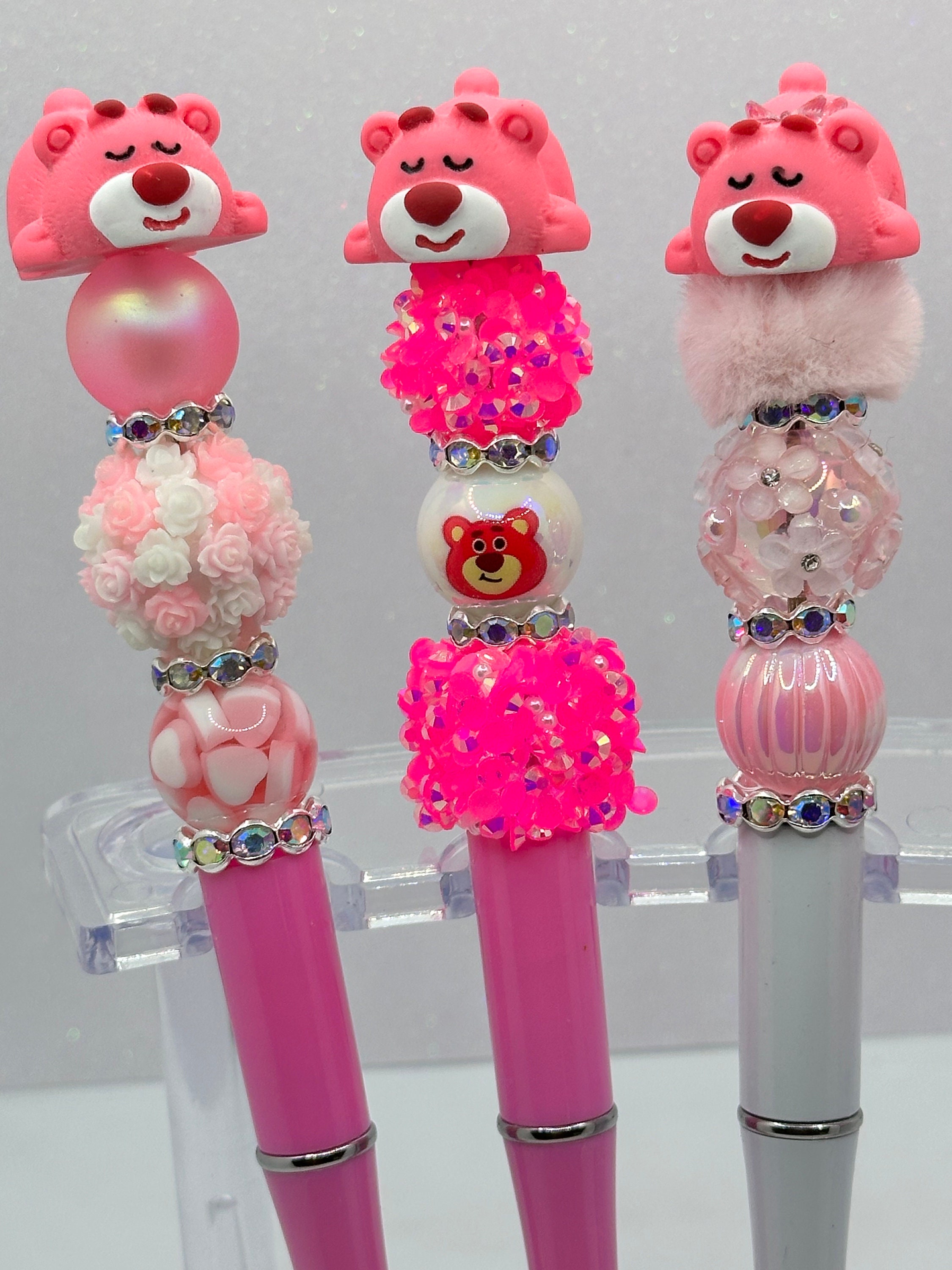 Lotso Bear Beaded Pen: Handmade Character Pen With Rhinestones - Etsy