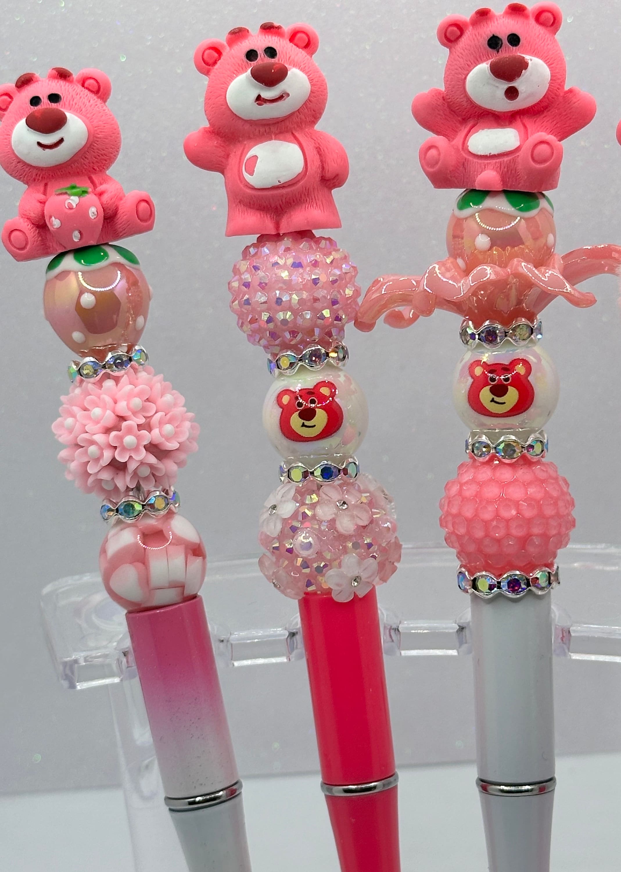 Lotso Bear Beaded Pen: Handmade Character Pen With Rhinestones - Etsy