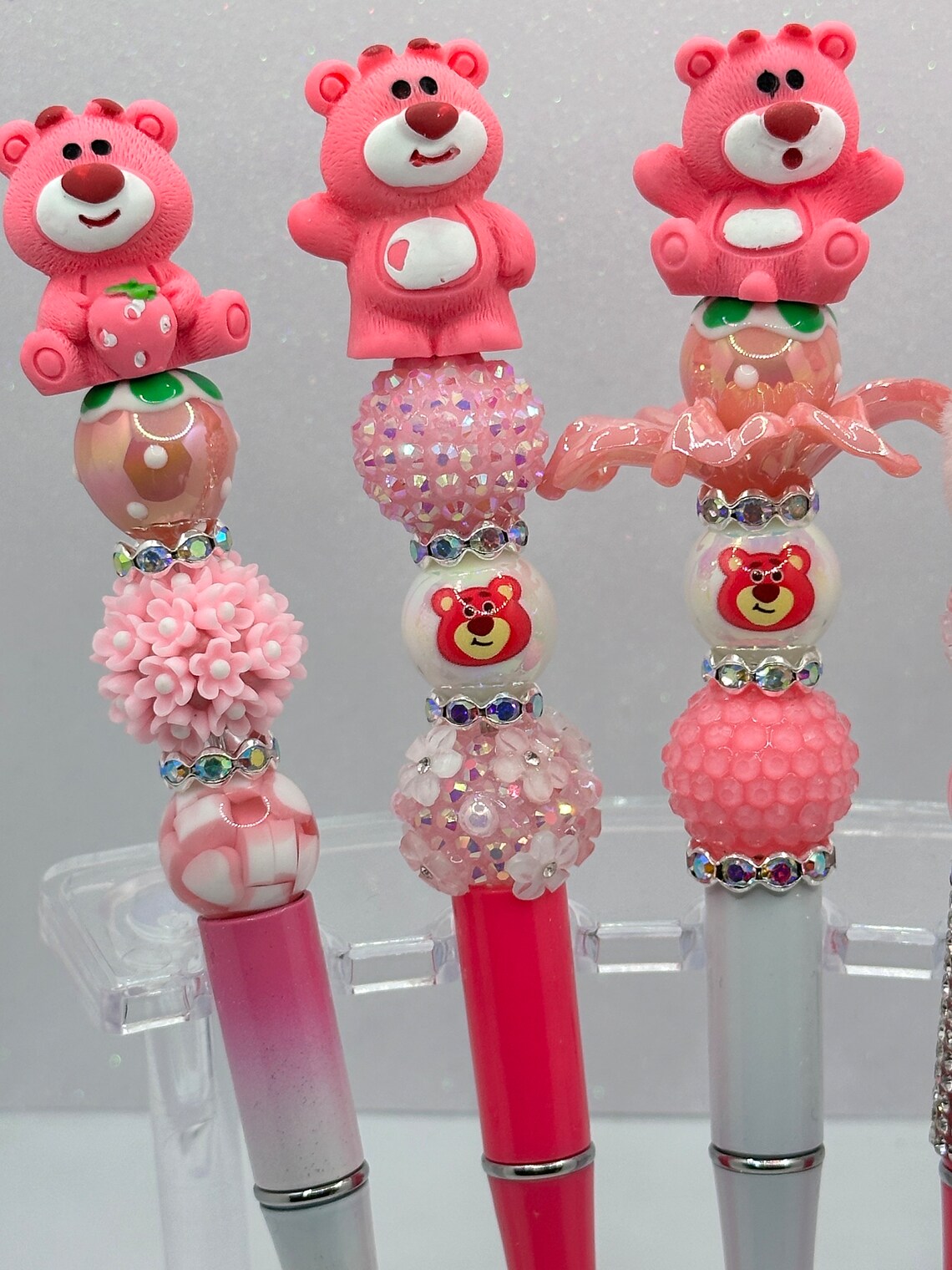 Lotso Bear Beaded Pen: Handmade Character Pen With Rhinestones - Etsy