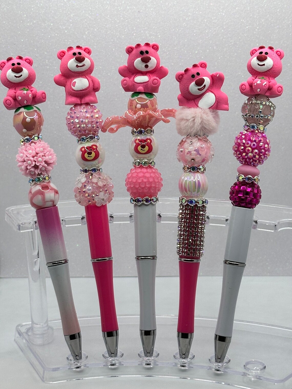 Lotso Bear Beaded Pen: Handmade Character Pen With Rhinestones - Etsy