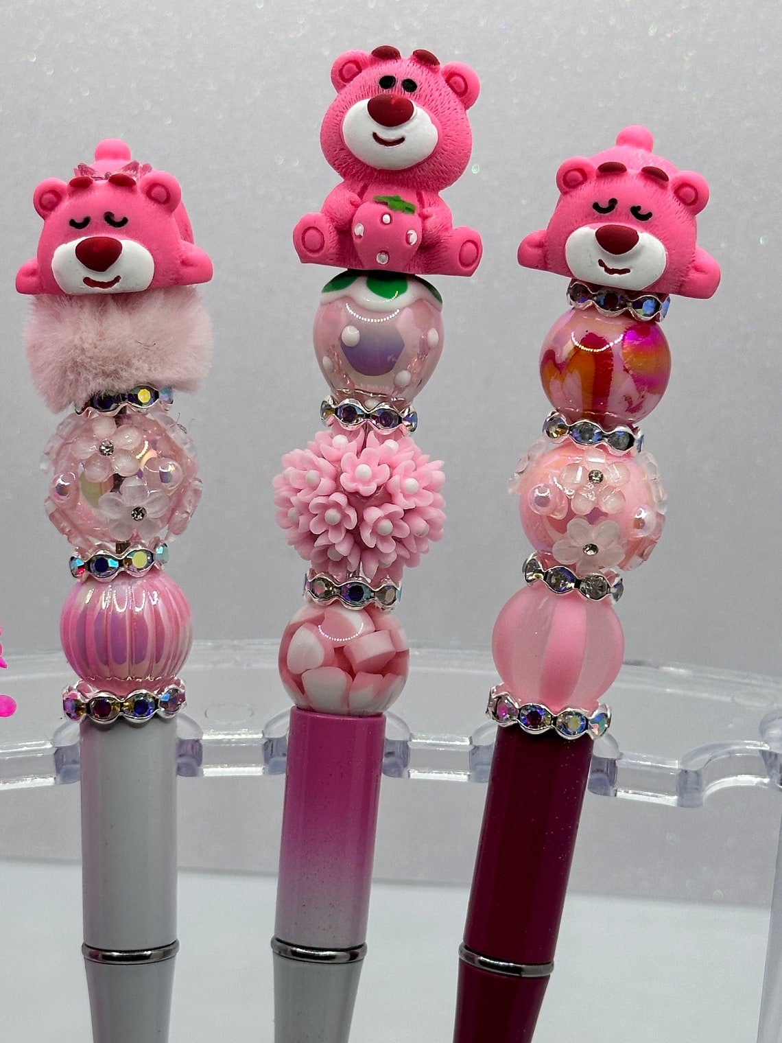 Lotso Bear Beaded Pen: Handmade Character Pen With Rhinestones - Etsy