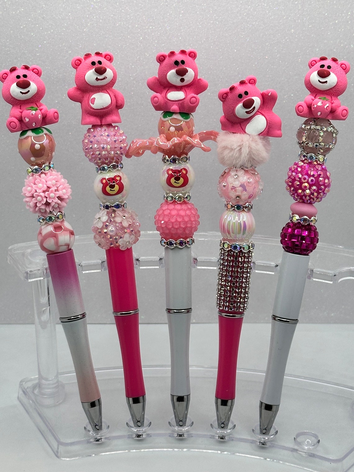 Lotso Bear Beaded Pen: Handmade Character Pen With Rhinestones - Etsy