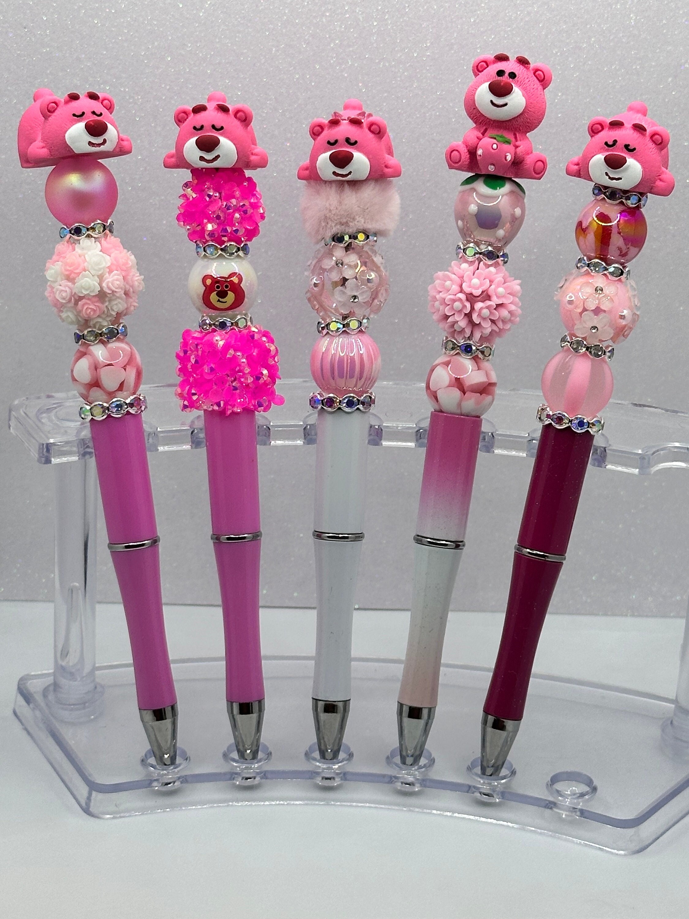 Lotso Bear Beaded Pen: Handmade Character Pen With Rhinestones - Etsy