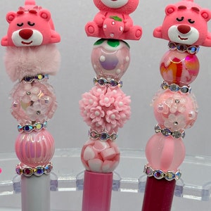 Lotso Bear Beaded Pen: Handmade Character Pen With Rhinestones - Etsy