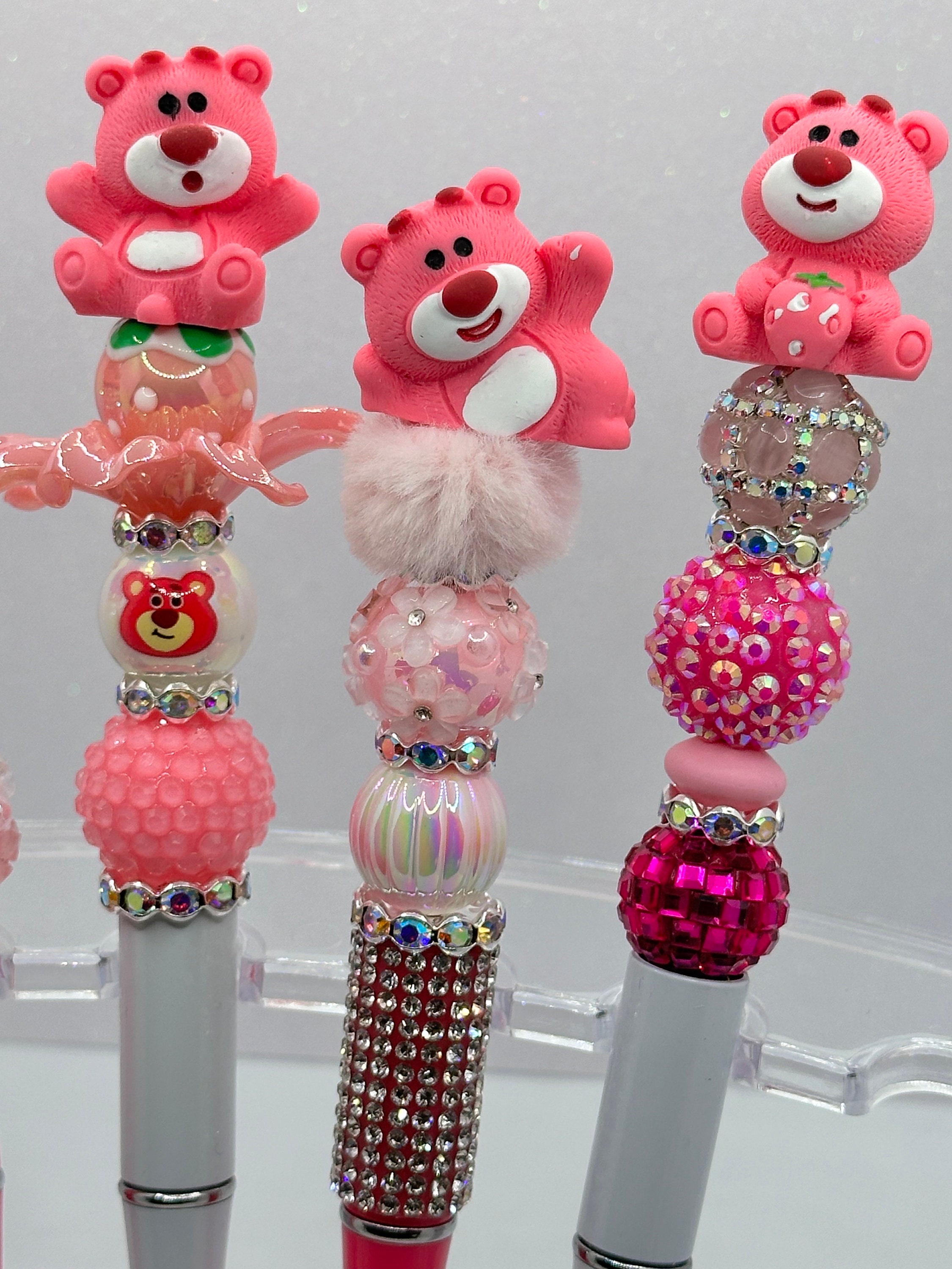 Lotso Bear Beaded Pen: Handmade Character Pen With Rhinestones - Etsy