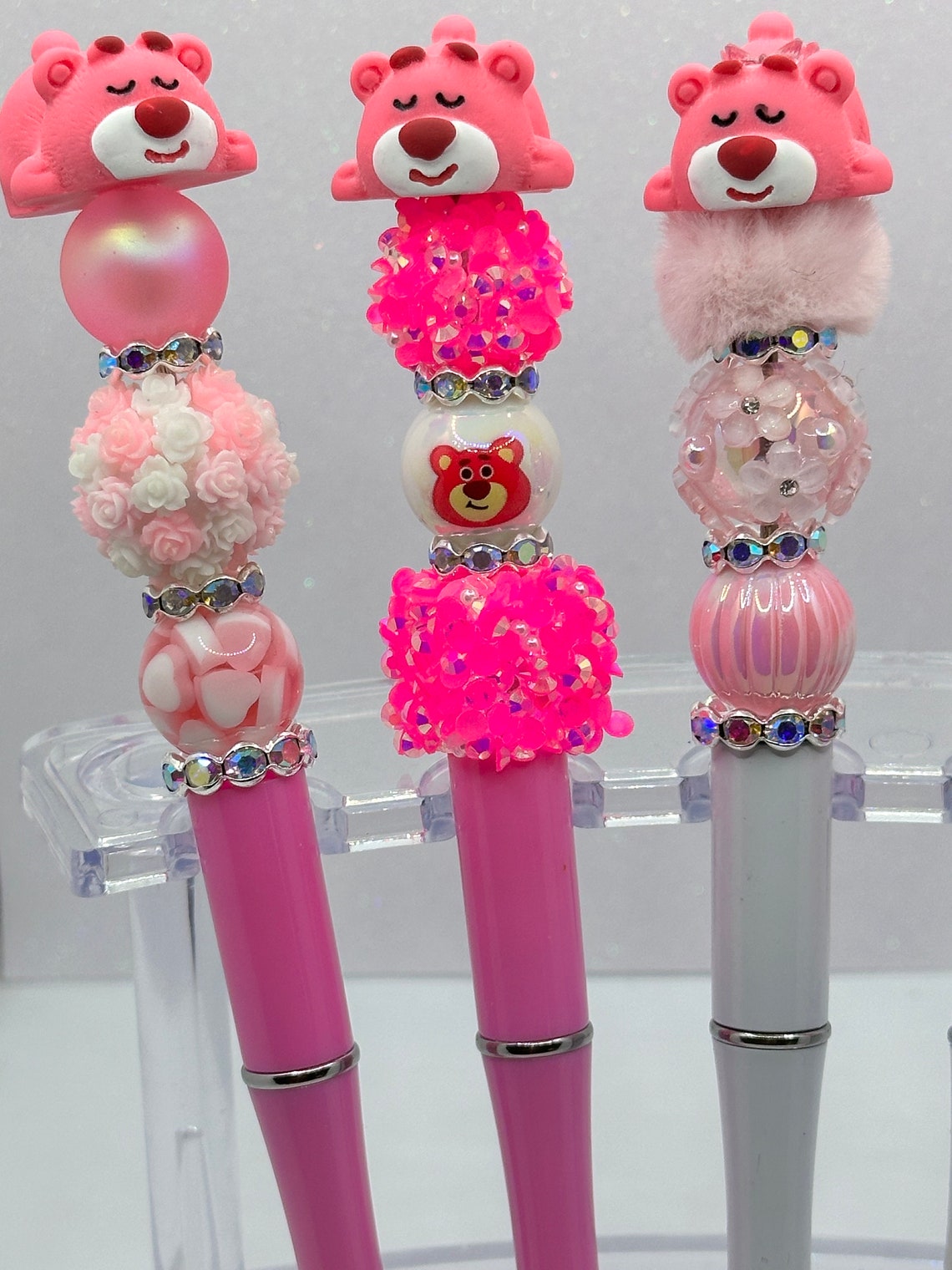Lotso Bear Beaded Pen: Handmade Character Pen With Rhinestones - Etsy