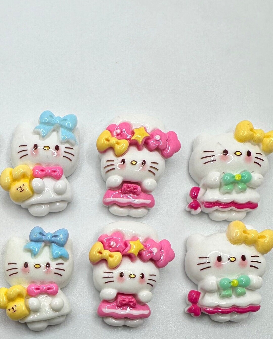 Cute Kitty Flat Back Charms 12pc Mix Set, Mixed Set of Acrylic Flat ...