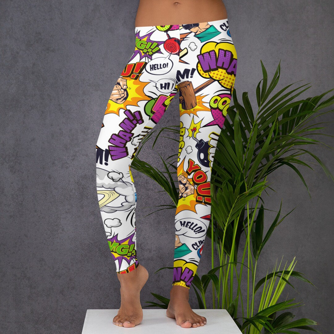 Comic Pop Art Leggings, Graffiti Leggings, Yoga Pants, Printed Leggings ...