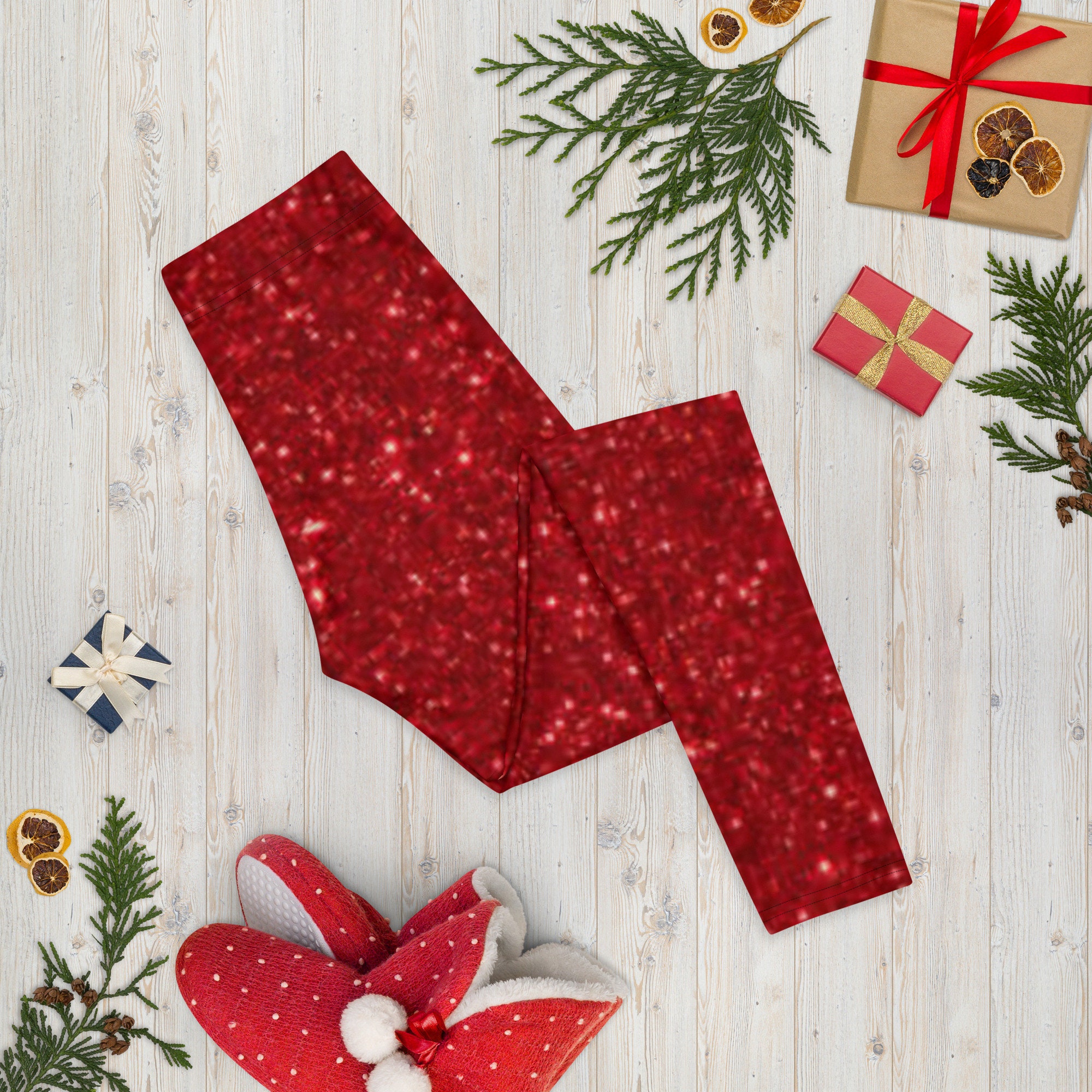 Red Sparkle Leggings, Shimmer and Shine: Red Sparkly Leggings for a ...