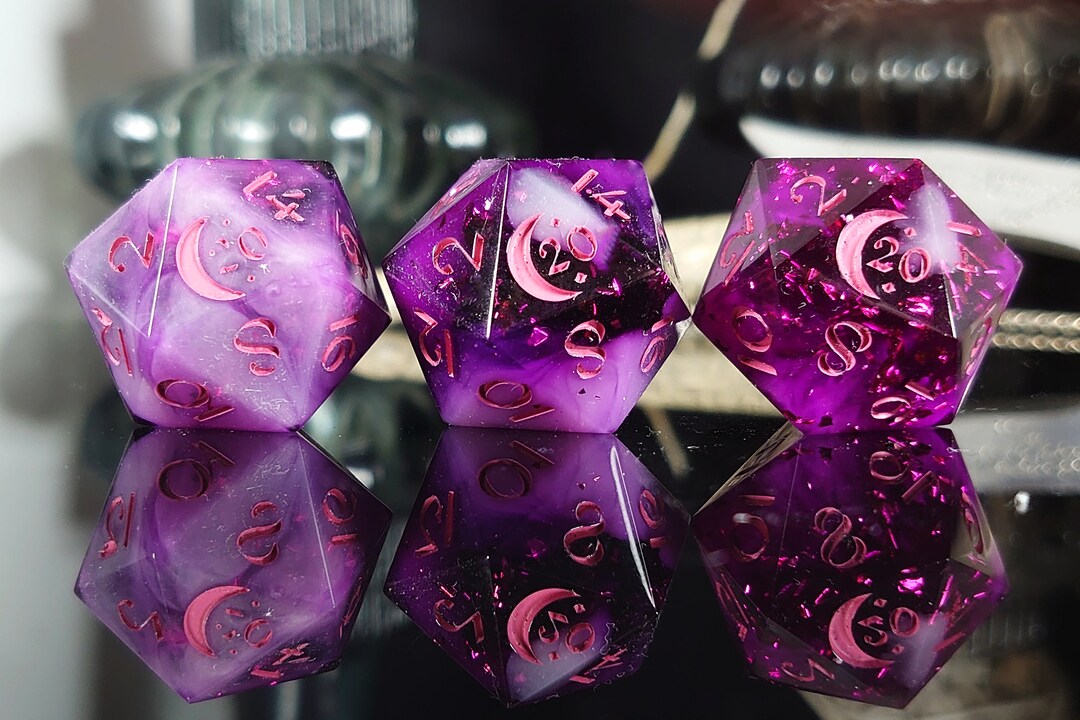 Nebula (amethyst) - Dnd 3 X D20 Bundle - Sharp Edge Polyhedral Handmade ...