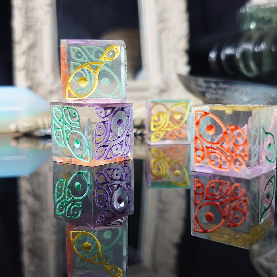 Rainbow Eyes - Eye D6 Pips - Sharp Edge Polyhedral Handmade Resin Dice ...