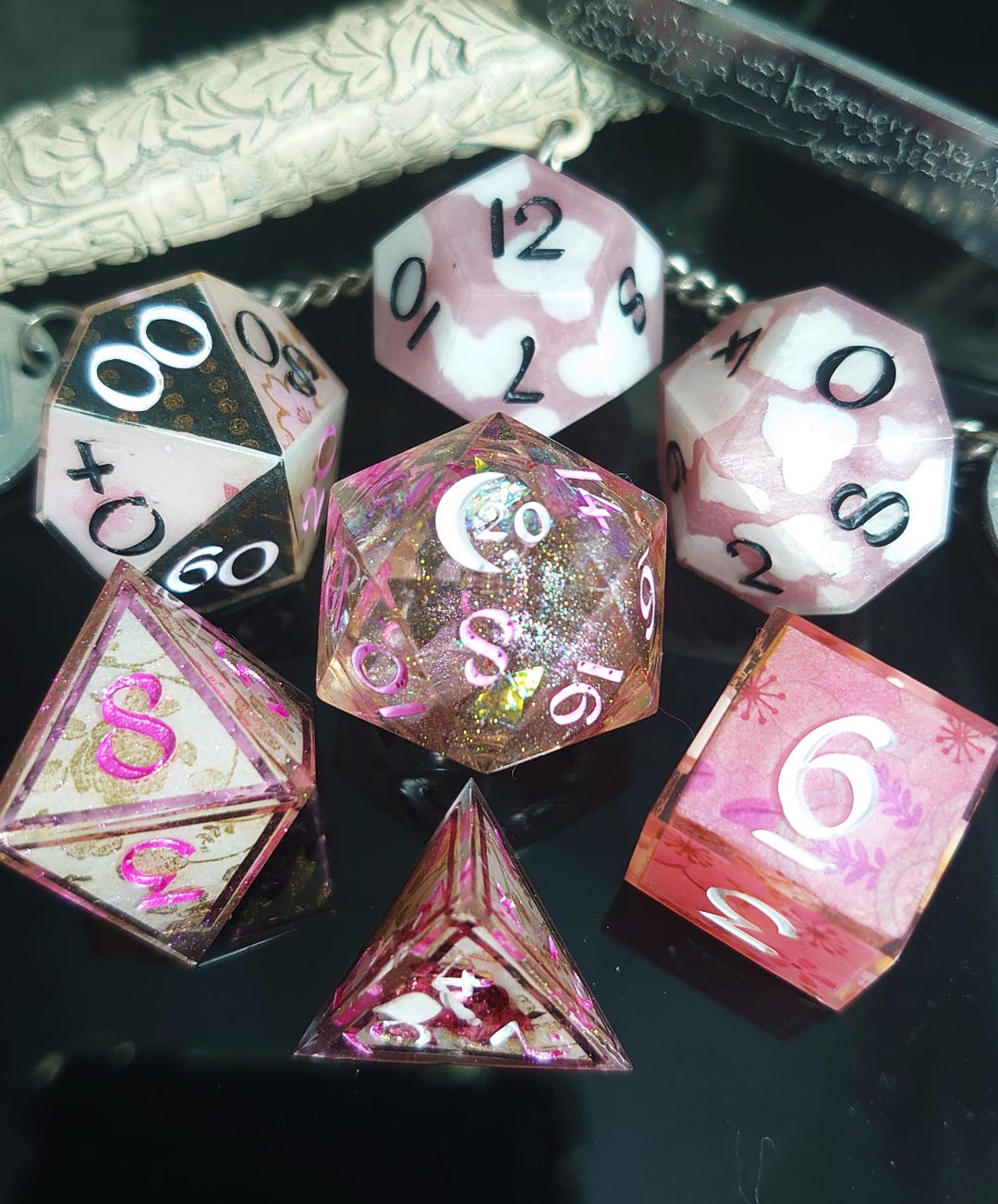 Dragon's Hoard (rhodonite) - Palette Dice Set – 7 Piece Handmade Sharp ...