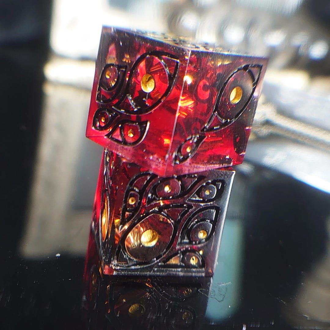 Infernal Eyes - Eye D6 Pip - Sharp Edge Polyhedral Handmade Resin Dice ...
