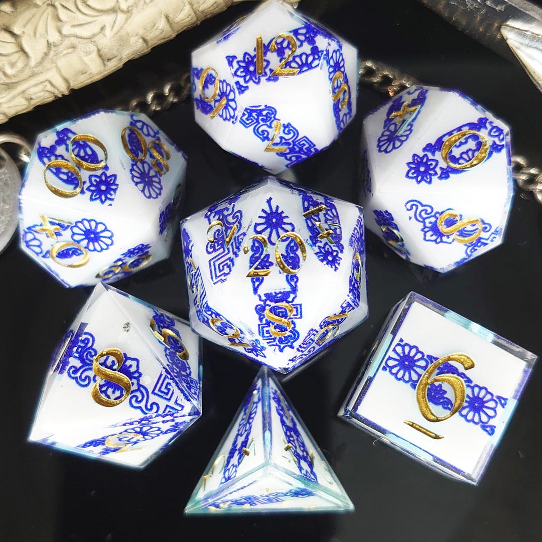 Cobalt Sigil - Decal Dice Set - Dnd Handmade Sharp Edge Polyhedral ...